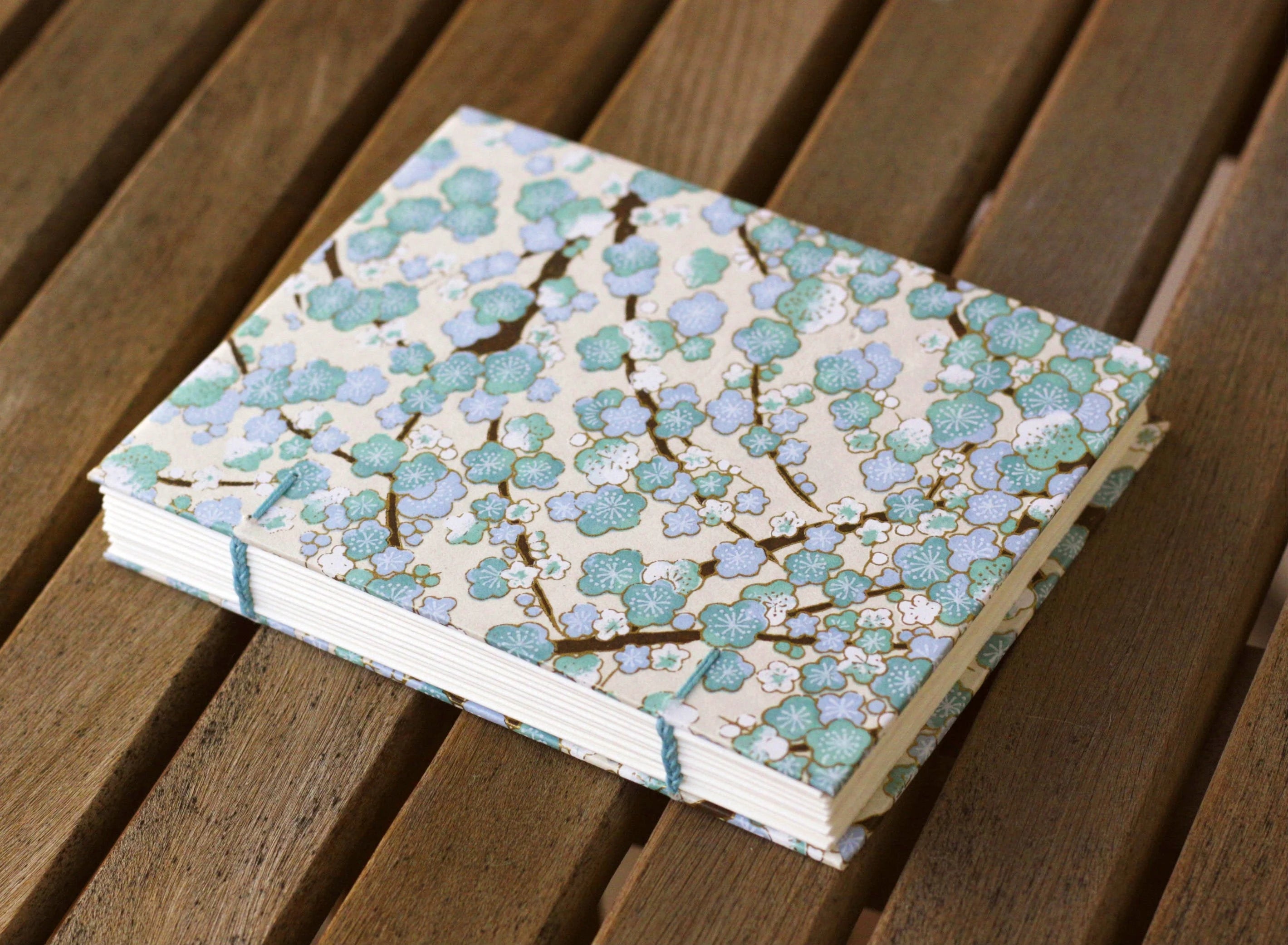 Teal Cherry Blossoms Handmade Journal – Fubini Crafts